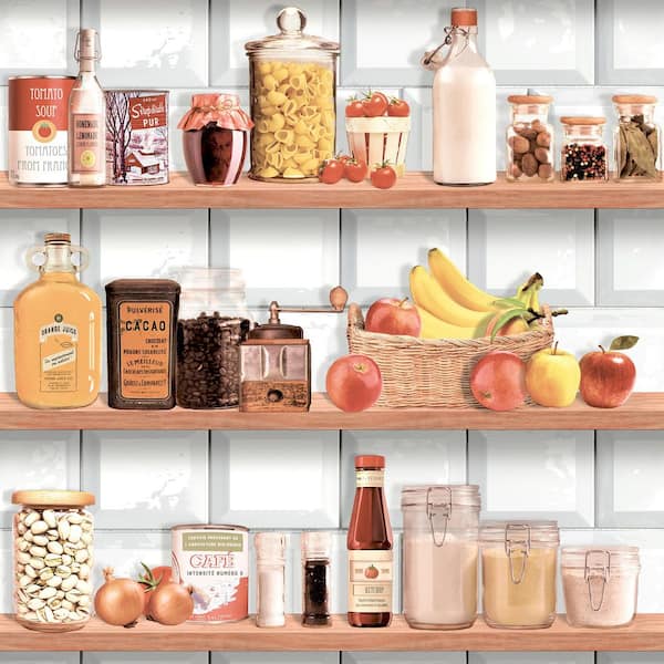 Veer Decor Kitchen Shelf Stories Multi Wallpaper 8196-AO2 - The Home Depot