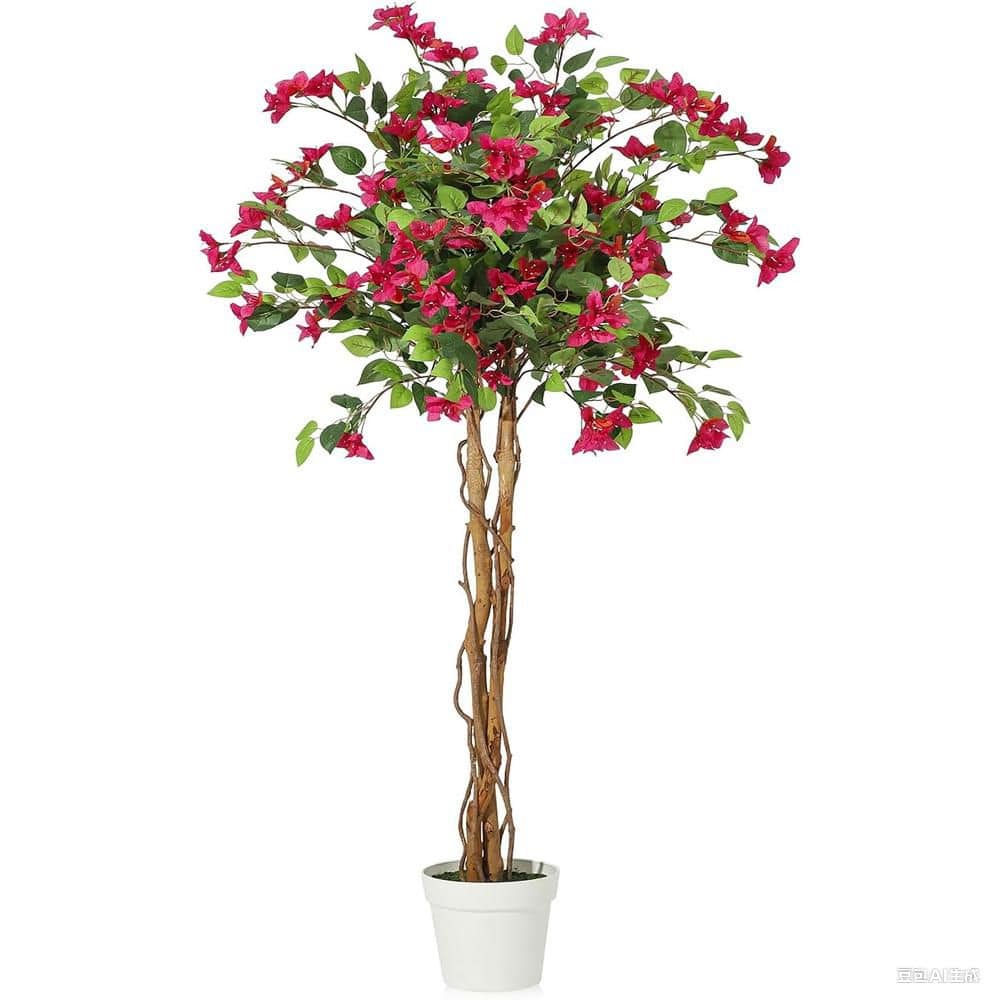 5 ft. Artificial Bougainvillea Tree, Tall Potted Artificial Plants Indoor, Faux Tree PHO ...