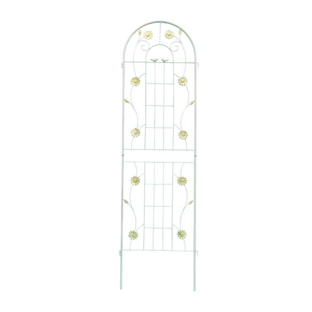 White Iron Garden Trellis 71 in. x 19.7 in. Rustproof Trellis for ...