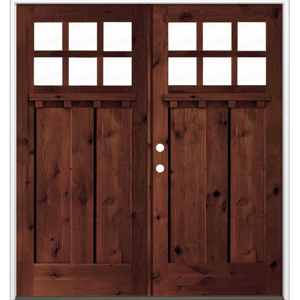 Krosswood Doors 72 in. x 80 in. Knotty Alder Right-Hand/Inswing Double ...