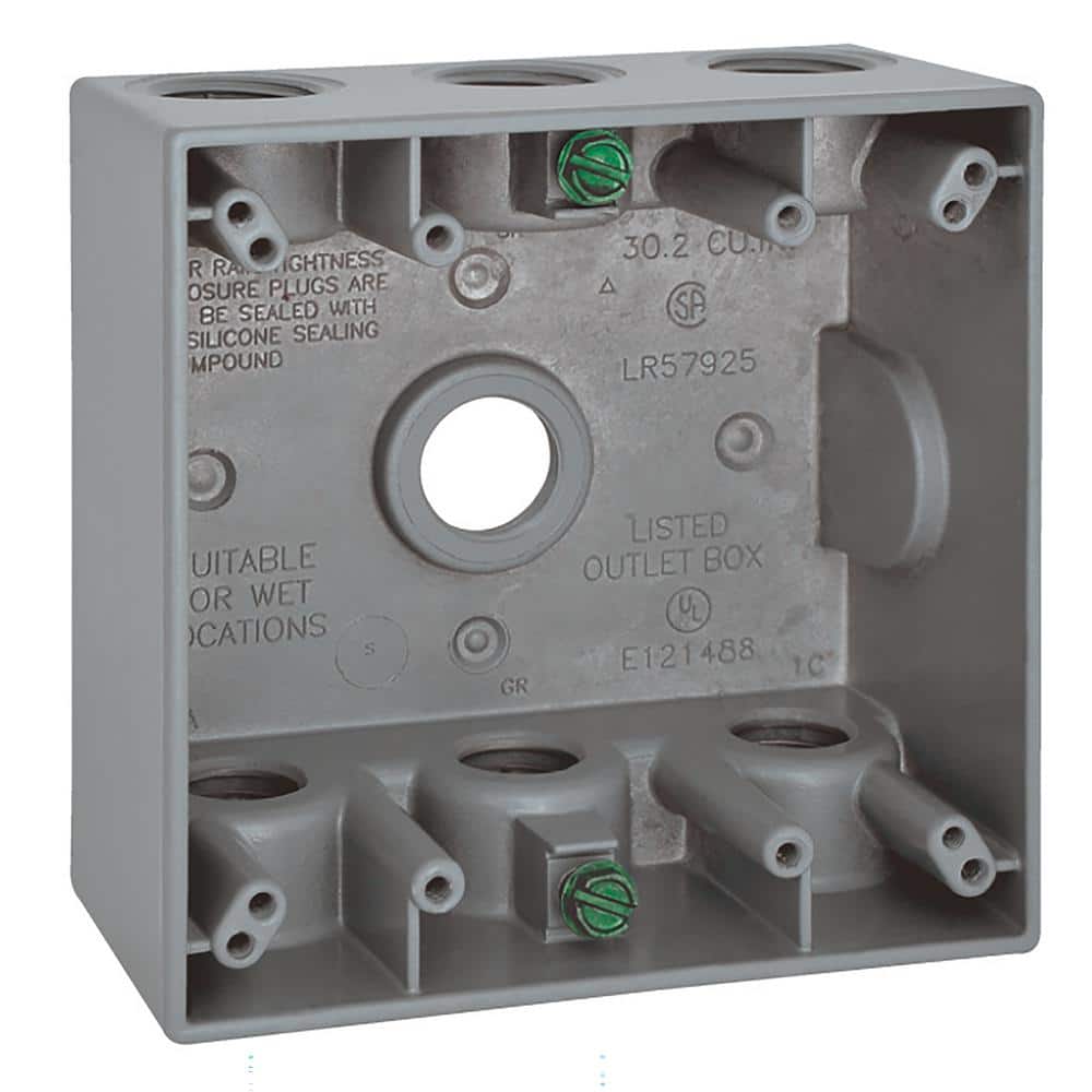 Commercial Electric 2-Gang Metal Weatherproof Electrical Outlet Box ...