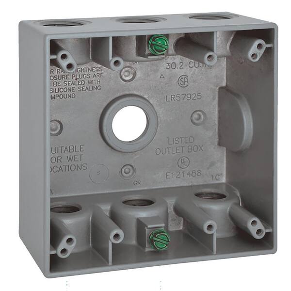 Commercial Electric 2-Gang Metal Weatherproof Electrical Outlet Box ...