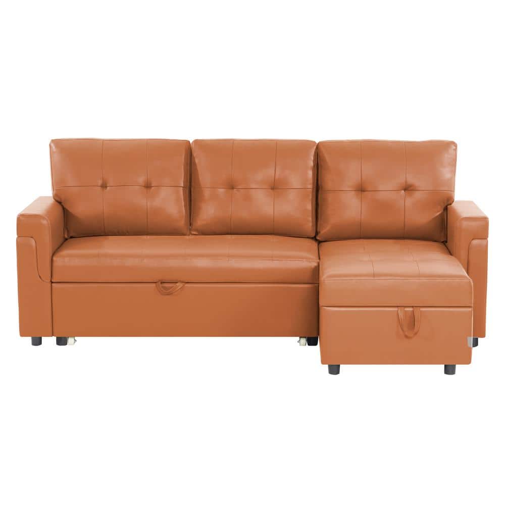 MAYKOOSH 84 in. Square Arm 1-Piece Air Leather L-Shaped Sectional Sofa ...