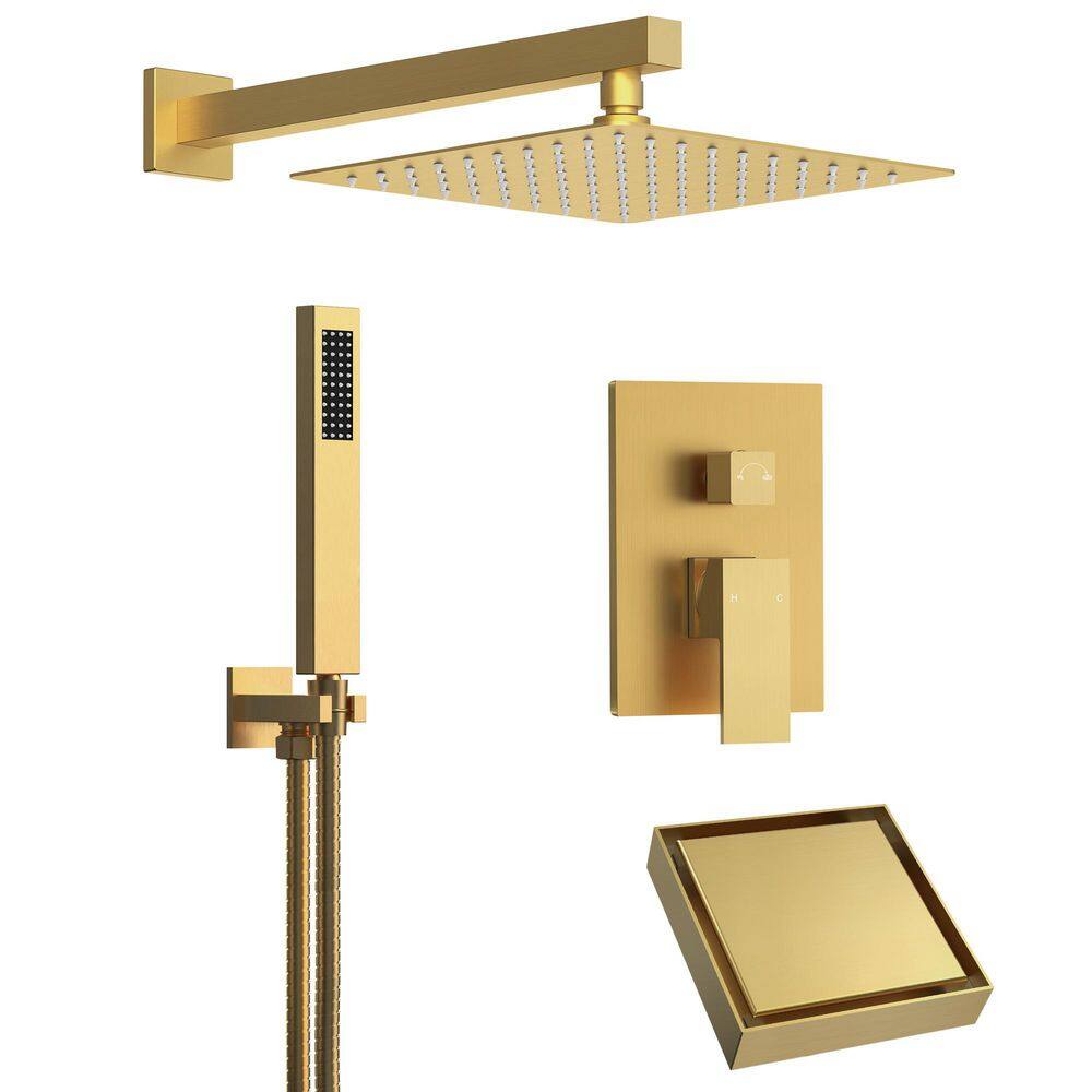 EVERSTEIN Single-Handle Rain 2-Spray Square 10 in. Shower Head Fixed ...