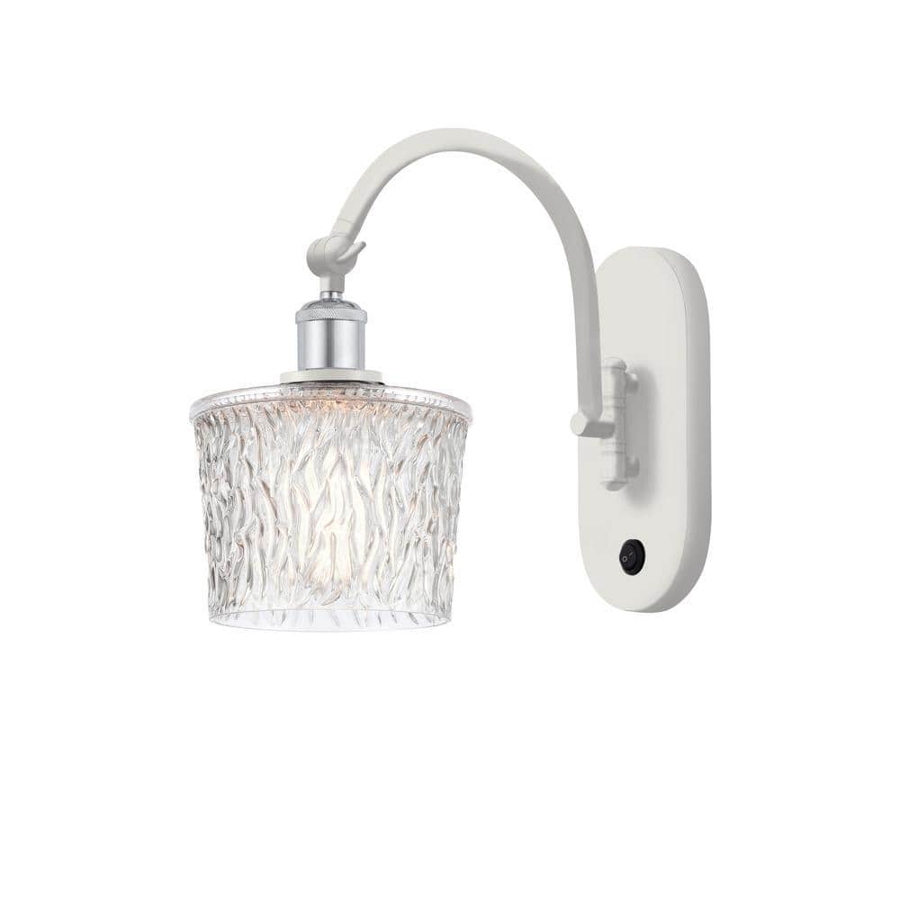 Innovations Niagra 1-Light White and Polished Chrome, Clear Wall Sconce ...