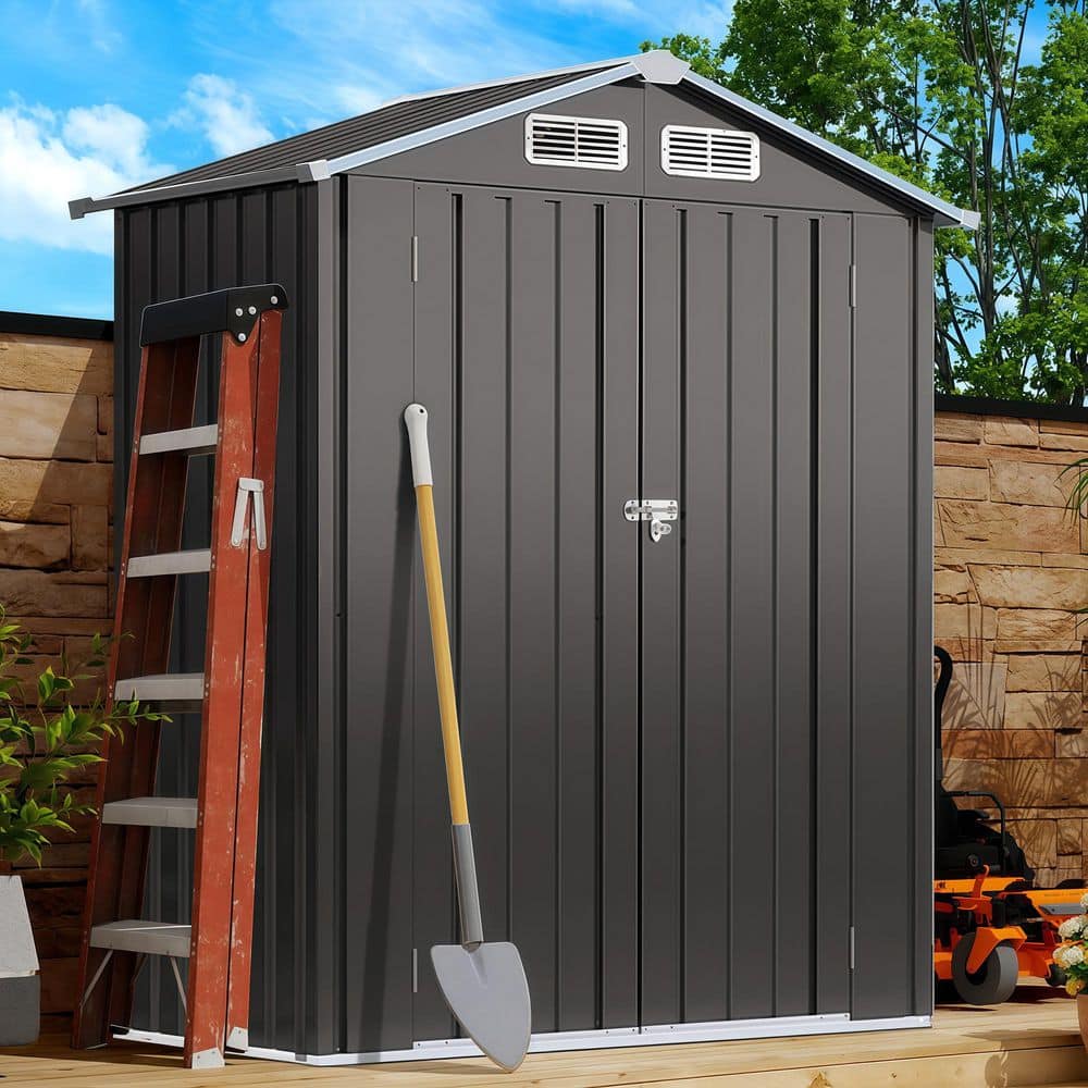 ToolCat 5 ft. W x 3 ft. D Metal Shed with Pitched Roof and Lockable ...