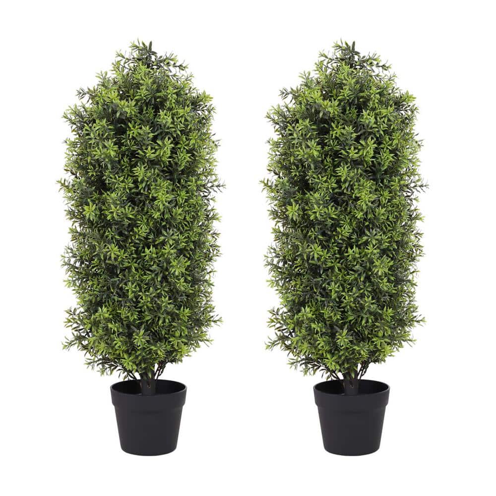 poetree 35 in. Tall Artificial Boxwood Topiary, 2-Piece Outdoor ...
