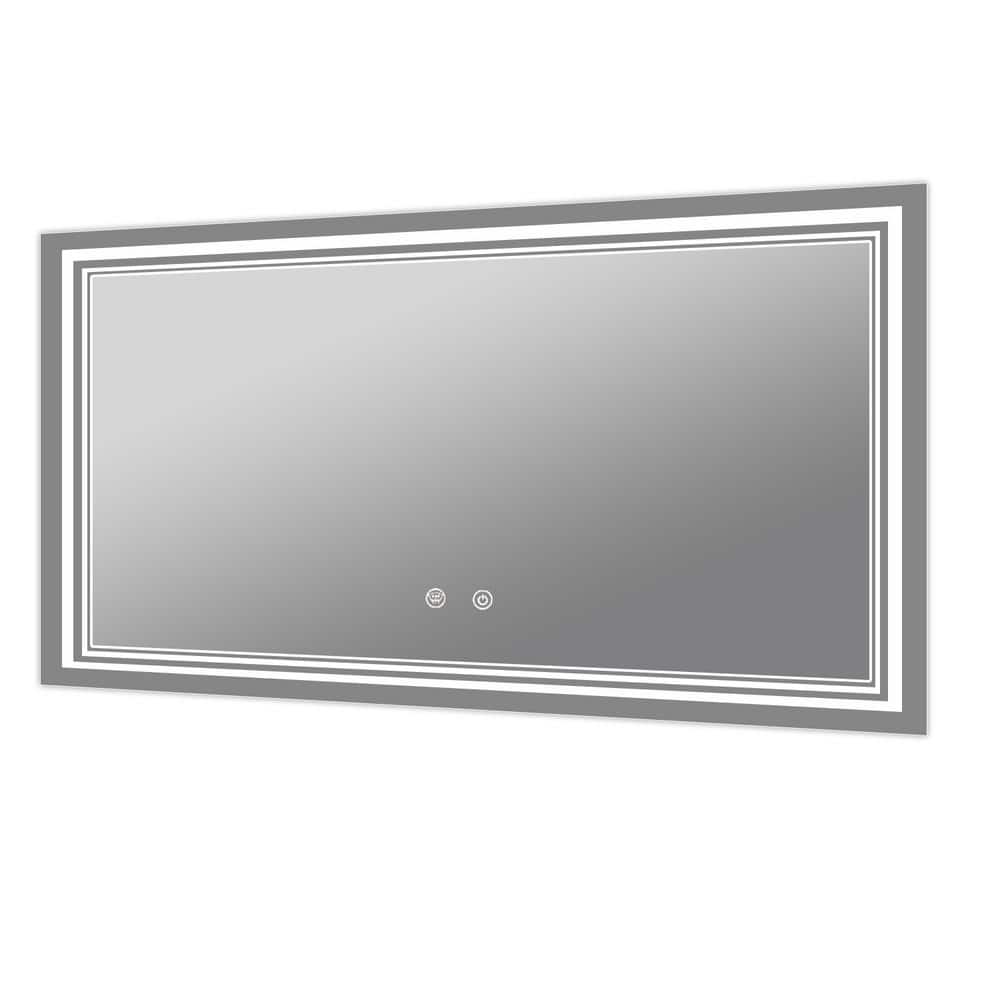 Cesicia 60 in. W x 24 in. H Rectangular Frameless Wall Mount Bathroom ...