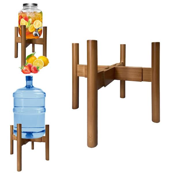 Wudkey Sturdy Adjustable Bamboo Drink Dispenser Stand, Water Dispenser ...