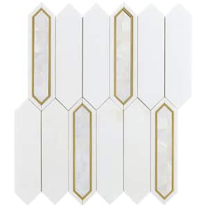 Ivy Hill Tile Zip Pearl 1.93 in. x 0.39 in. Polished Marble and Brass ...
