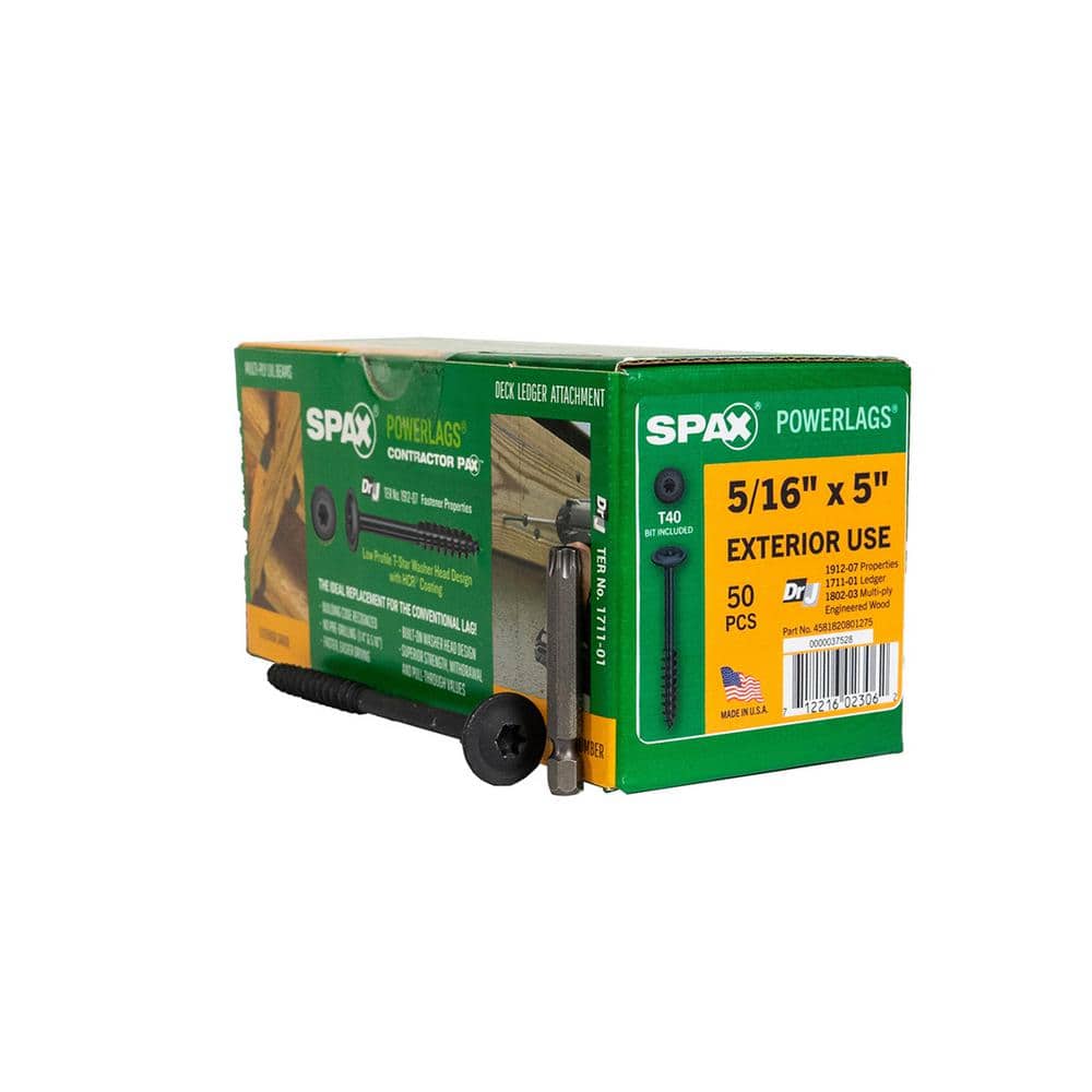 SPAX 5/16 in. x 5 in. Exterior Washer Head Structural Wood Lag Screws ...