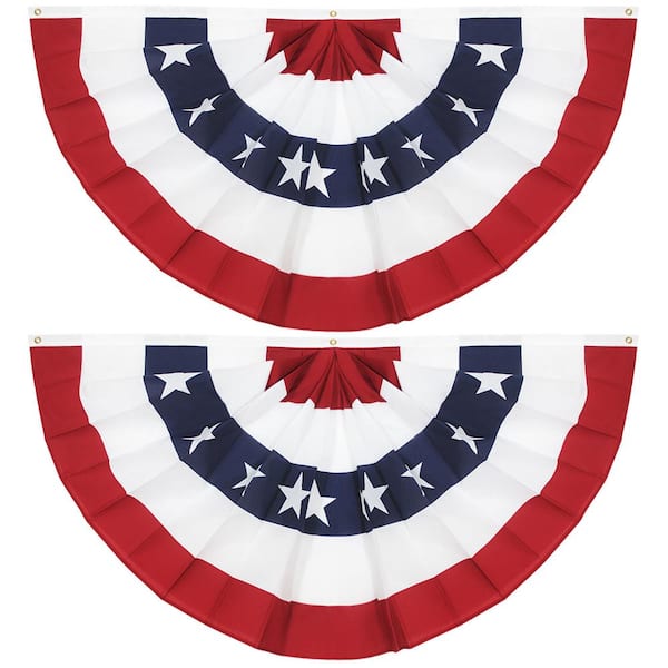 ANLEY 6 ft. x 3 ft. USA Pleated Half Fan Flag - American US Bunting ...