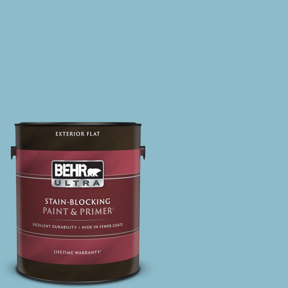 BEHR ULTRA 1 gal. #S460-3 Blue Echo Flat Exterior Paint & Primer 485401 ...