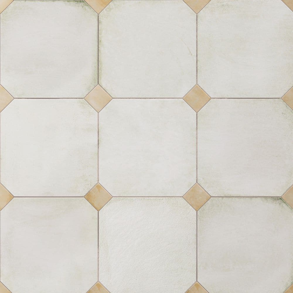 Merola Tile Laverton Octagon Nieve with Taco Beige 8 in. x 8 in ...
