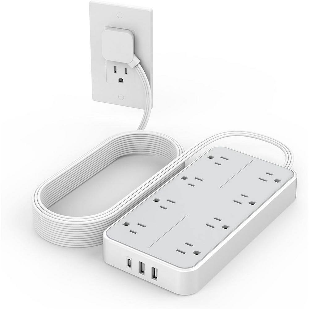 Yichuhaoxi Flat Plug 15 ft. Extension Cord Surge Protector Power Strip ...