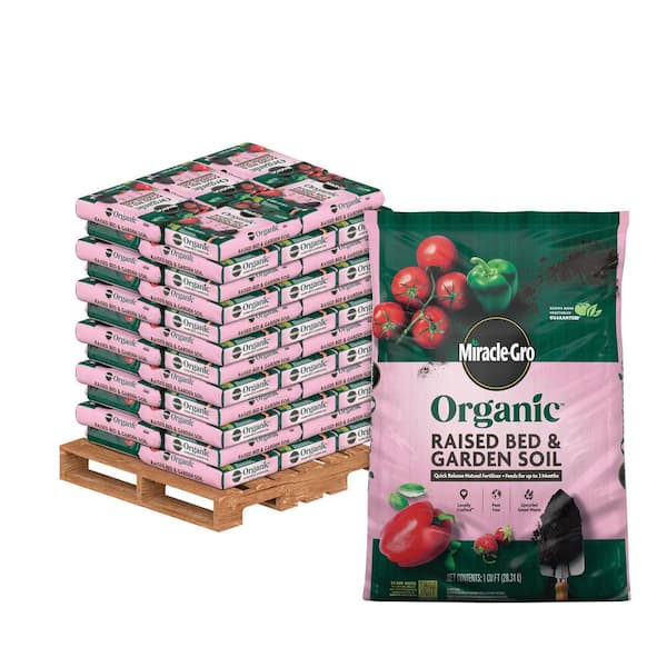 Miracle-Gro Organic Raised Bed and Garden Soil Pallet 60 cu. ft. Quick ...
