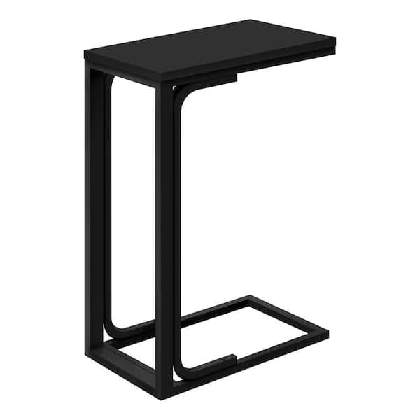 25 in. Black Laminate Accent Table C Shaped End Table with Black Metal ...