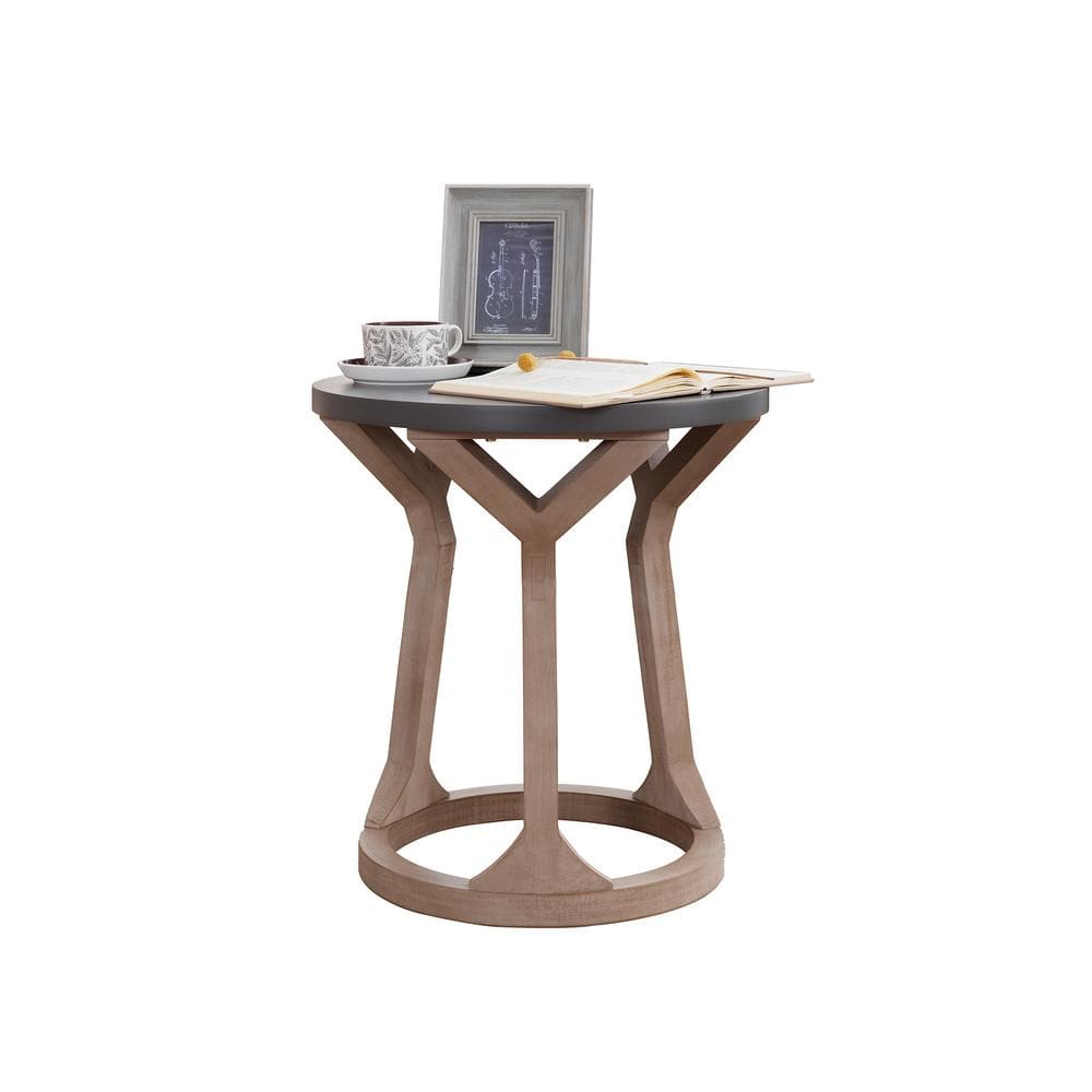 Ahokua 20.01 in. Grey Round MDF End Table AH-STYG205 - The Home Depot