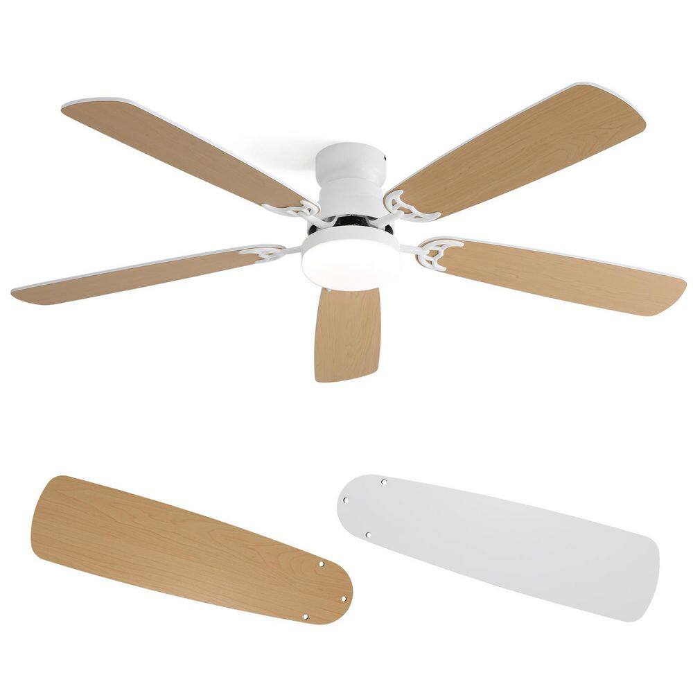 CACI Mall 52 in. Integrated LED Indoor White Ceiling Fan with Light Kit ...