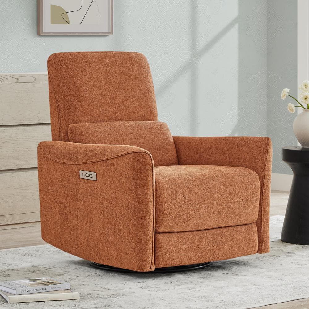 Spruce & Spring Kensie Terrracotta Fabric Swivel Power Recliner ...