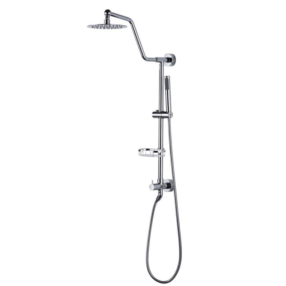 ARCORA 1-Spray 8 in. Round Wall Bar Shower Kit with Fixed Shower Head ...