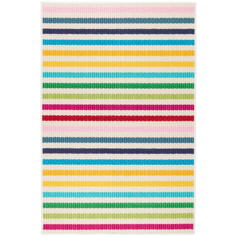 DASH & ALBERT Rainbow Stripe Machine Washable Multi 8 ft. x 10 ft ...
