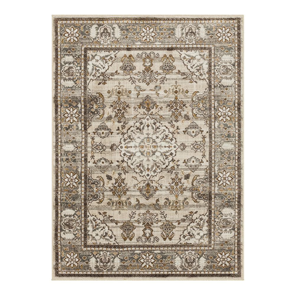 Home Decorators Collection Fitzgerald 5 ft. x 7 ft. Gray Abstract Area ...