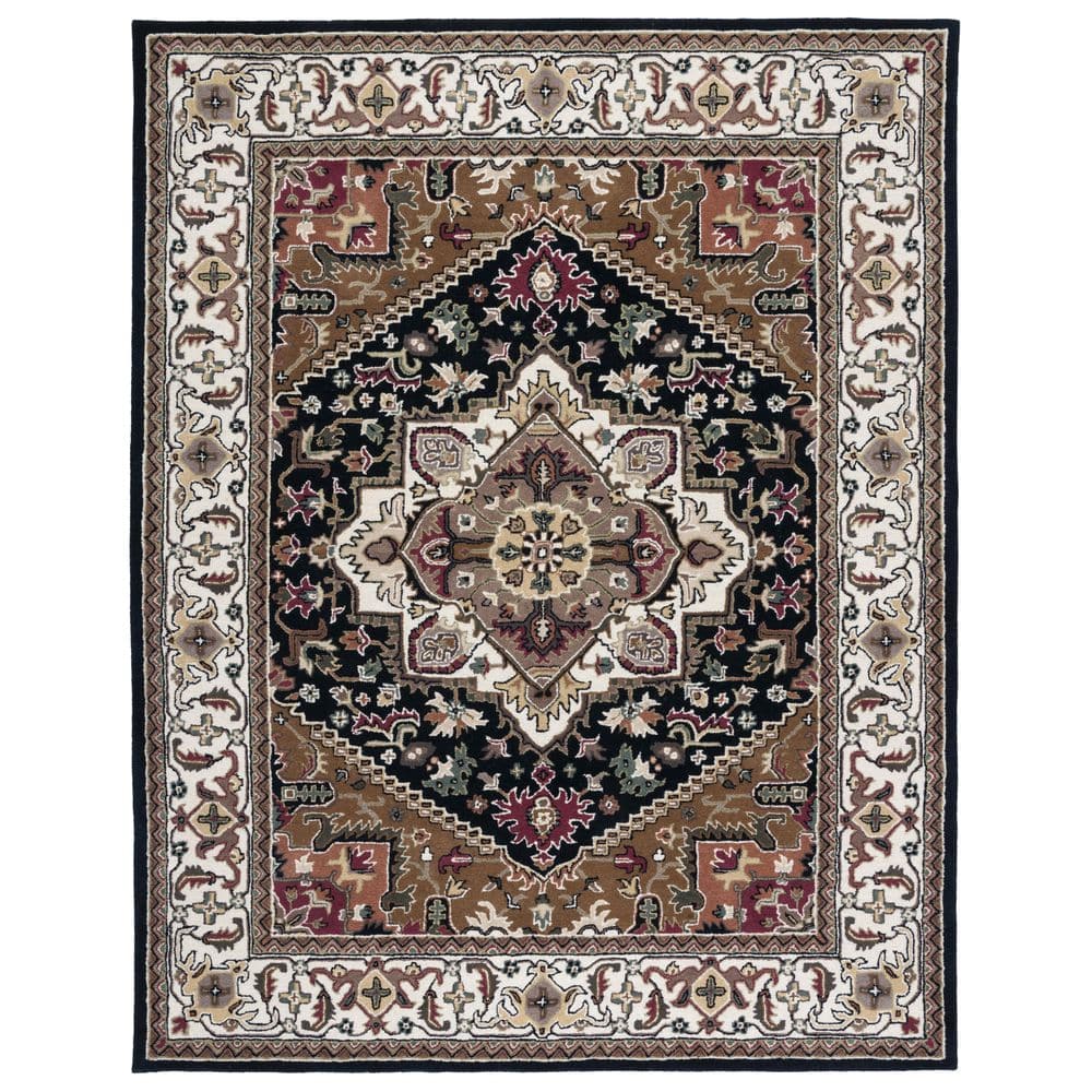 SAFAVIEH Heritage Navy/Brown 8 ft. x 10 ft. Border Floral Medallion ...