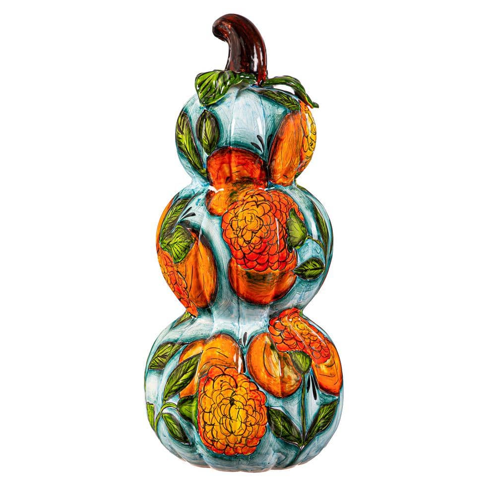 Evergreen Enterprises 25 in. Stacked Painted Pumpkin Ceramic Garden ...