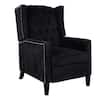 URTR Button Tufted Black Fabric Upholstered Recliner Chair Nailhead ...