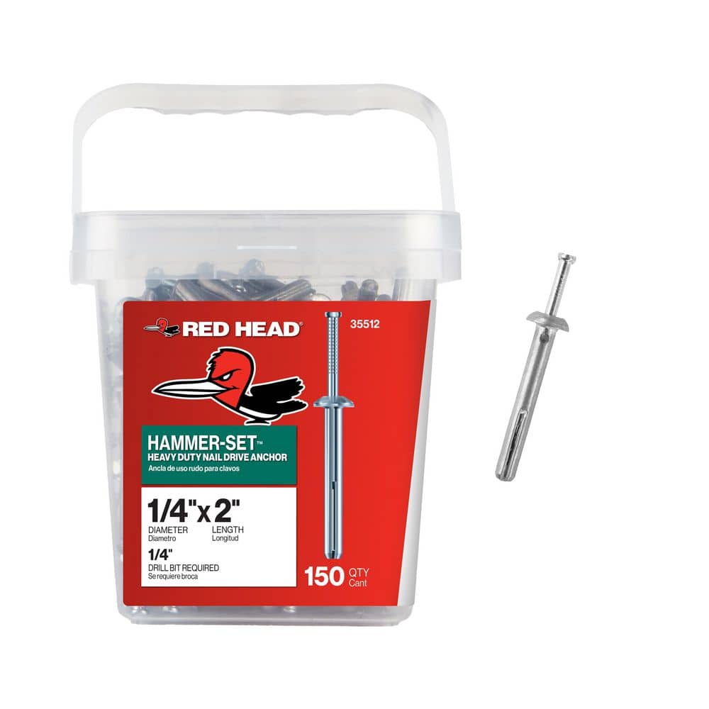 Red Head 1/4 in. x 2 in. Hammer-Set Nail Drive Concrete Anchors (150 ...