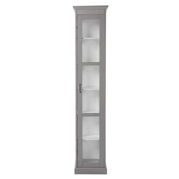 SEI FURNITURE Balterley Gray Curio Cabinet with Display Storage ...