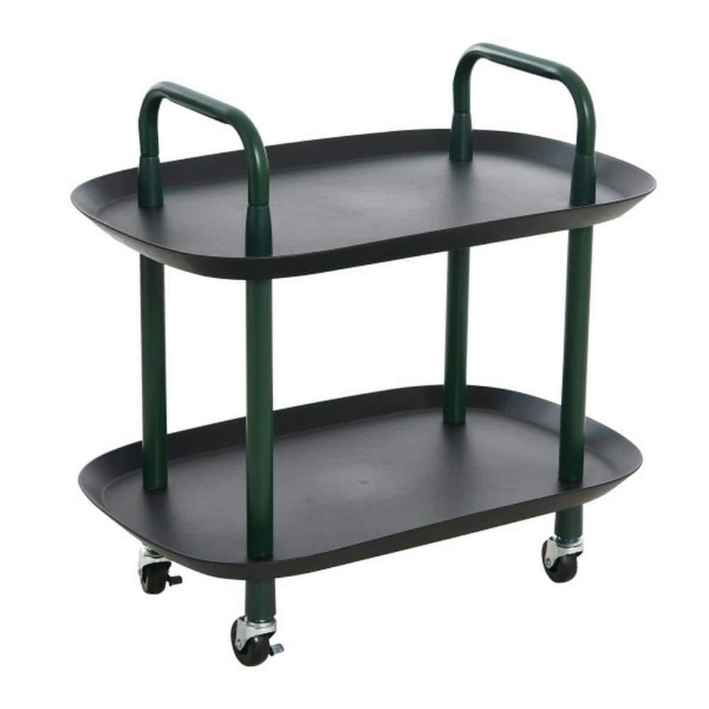 Storied Home Modern Black and Dark Green Plastic and Metal 2-Tier ...