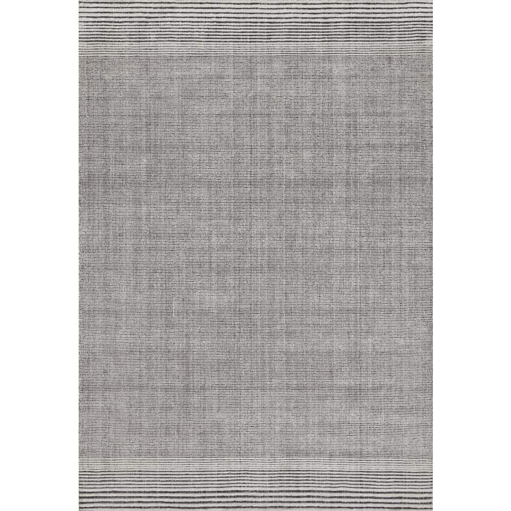Dynamic Rugs Score 9 ft. X 12 ft. Ivory/Charcoal Striped Indoor/Outdoor ...