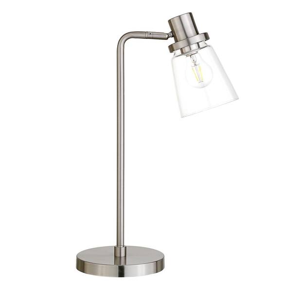 HomeRoots 21 in. Clear Modern Integrated LED Bedisde Table Lamp with ...