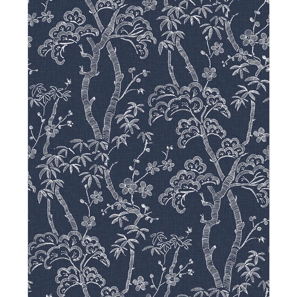 A-Street Prints Bonsai Navy Tree Paper Strippable Wallpaper (Covers 56. ...