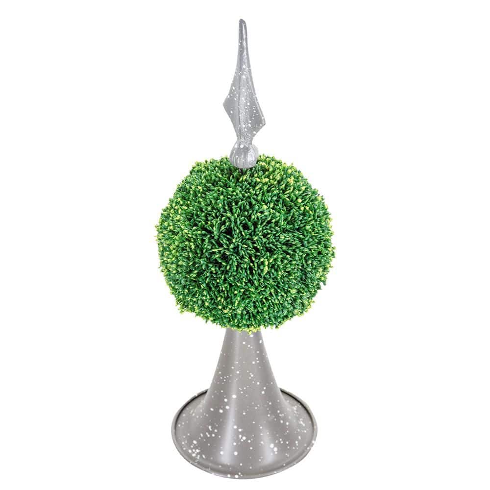 INNOBULE 1.4 ft. Artificial Faux Boxwood Tree Topiary Sphere in Stand ...