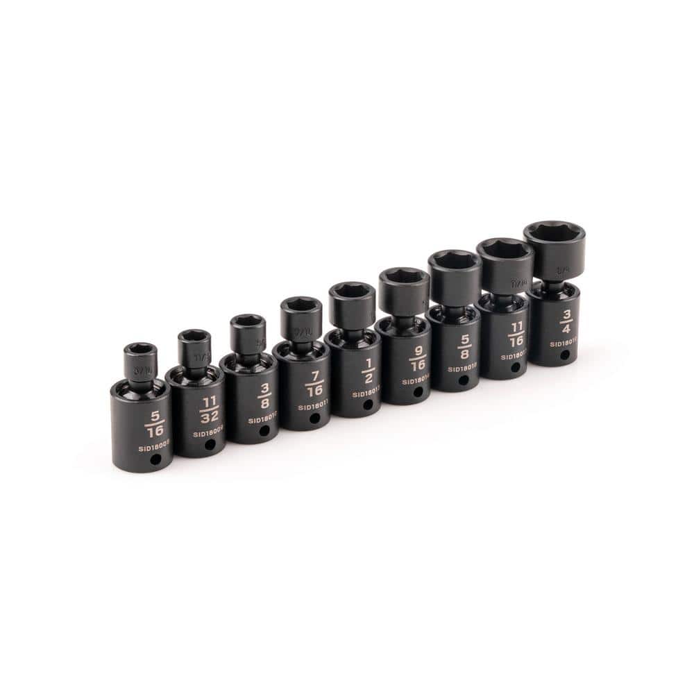 TEKTON 3/8 in. Drive 6-Point Universal Joint Impact Socket Set, 9-Piece ...