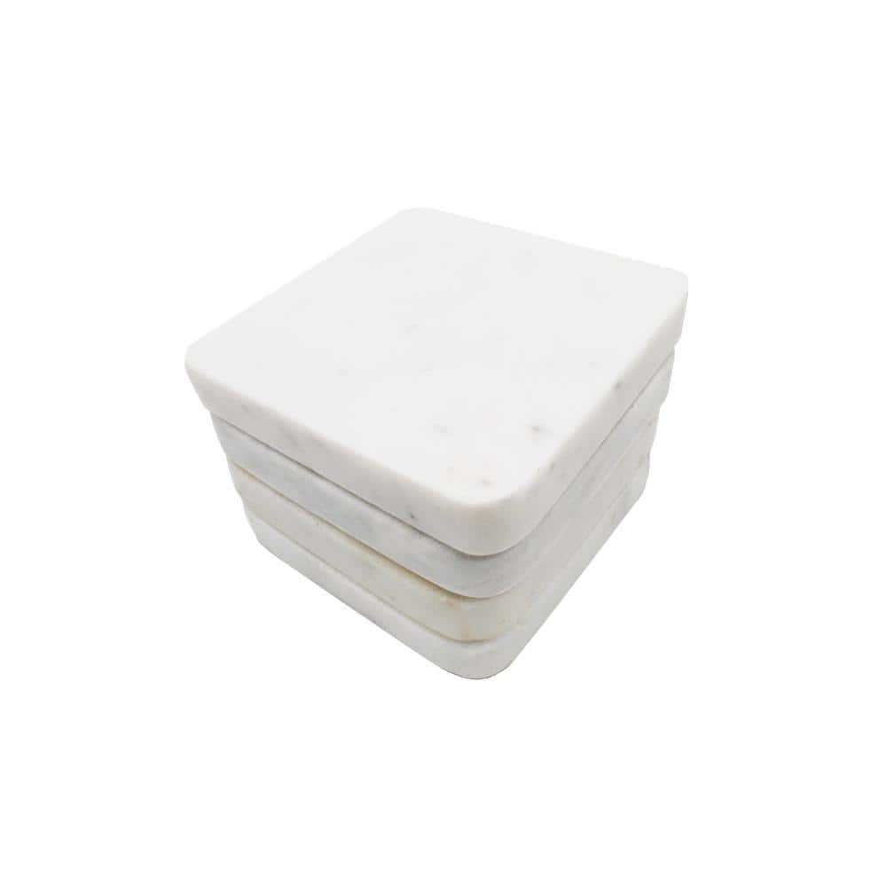Black Marble Square Coasters (4 pc set) 50006 - The Home Depot