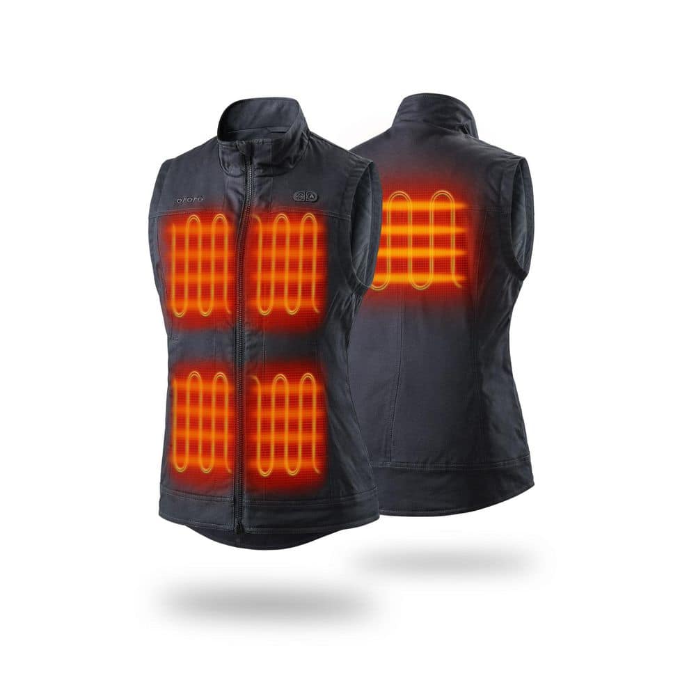 ORORO Women's Medium Dark Gray 7.38-Volt Lithium-Ion Dual Control Heated Vest with (1) 4.8Ah ...