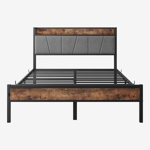 Reviews for URTR Modern Industrial Black Metal Frame Queen Platform Bed ...