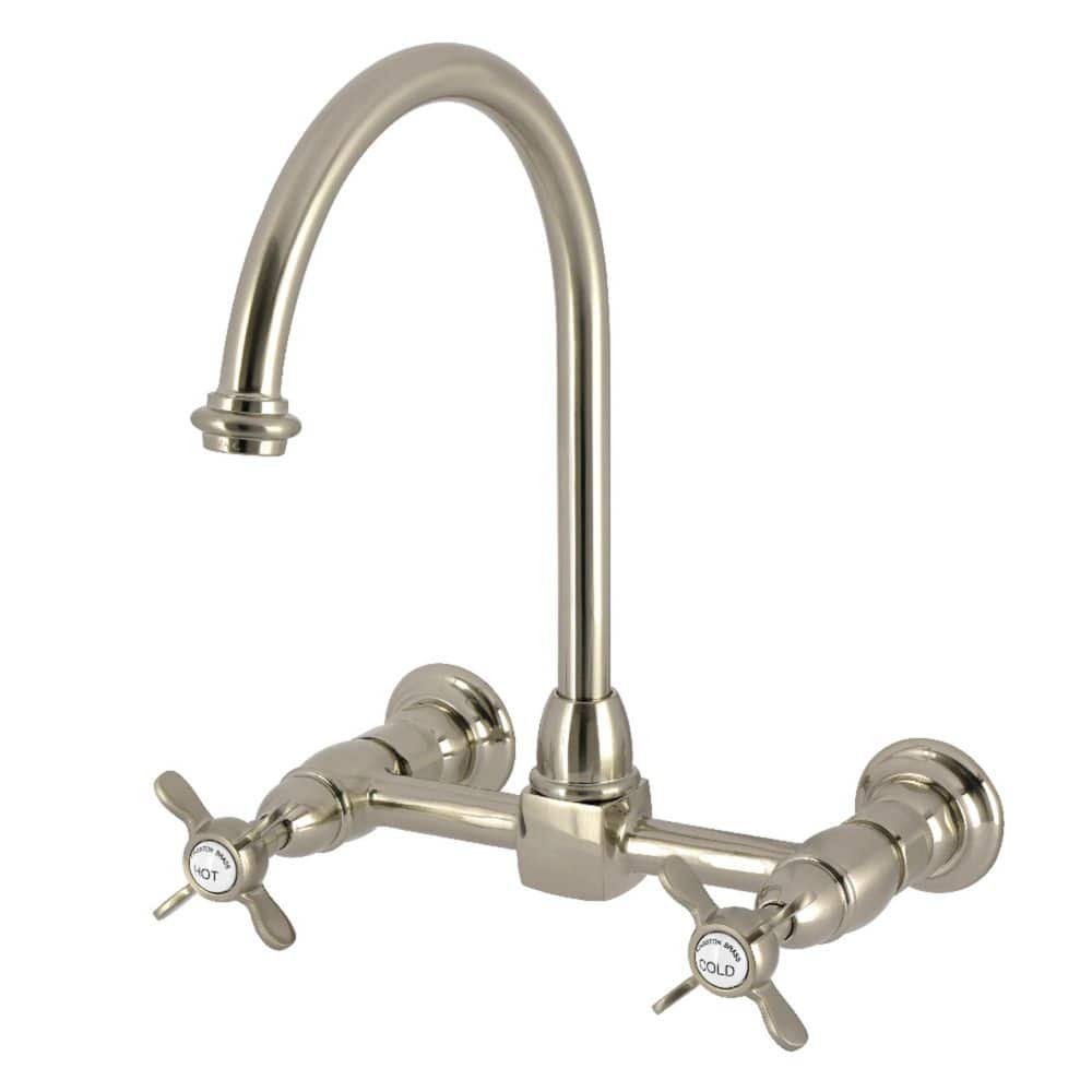 Kingston Brass Essex 2-Handle Bridge Kitchen Faucet in Brushed Nickel ...