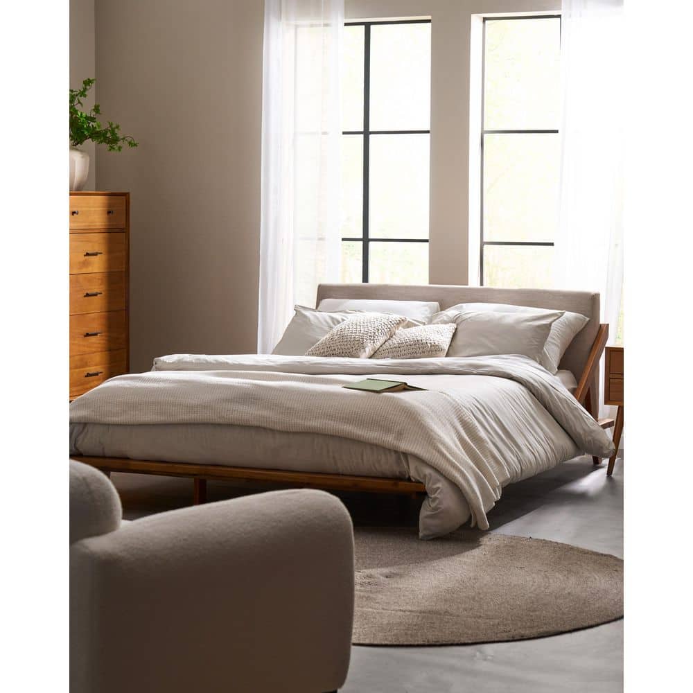 CHRISTOPHER KNIGHT HOME Zephyr Modern Beige Fabric Upholstered Acacia ...