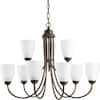 Progress Lighting Gather Collection 9-Light Antique Bronze Etched Glass ...