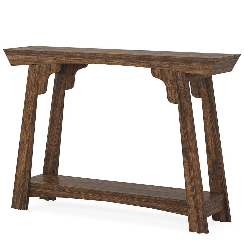 BYBLIGHT Turrella 41.3 in. Brown Rectangle MDF Small Sofa Console Table ...