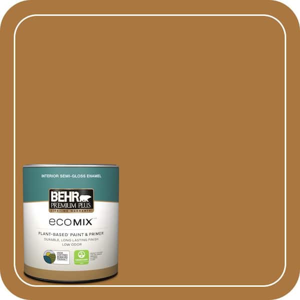 BEHR PREMIUM PLUS 1 qt. #M250-7 Blonde Wood Semi-Gloss Enamel EcoMix ...