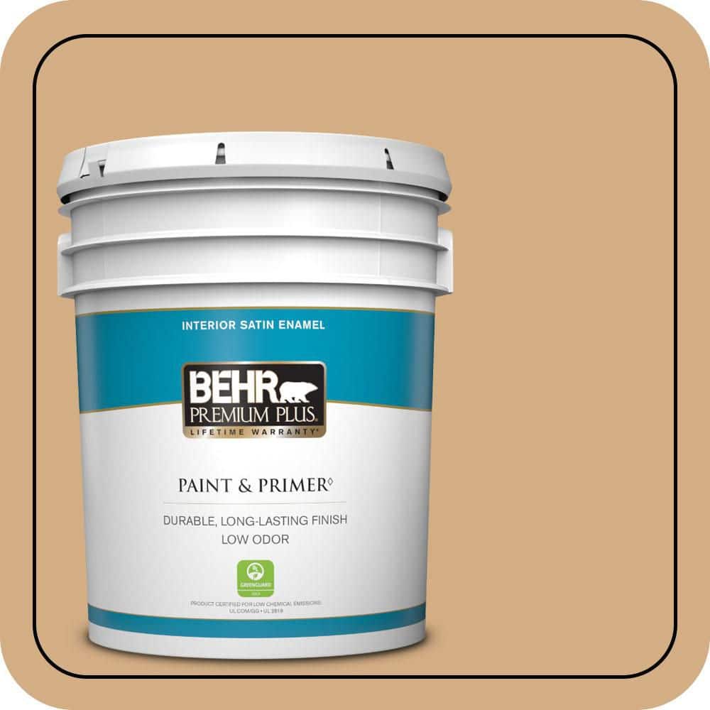 BEHR PREMIUM PLUS 5 gal. #S270-4 Praline Satin Enamel Low Odor Interior ...