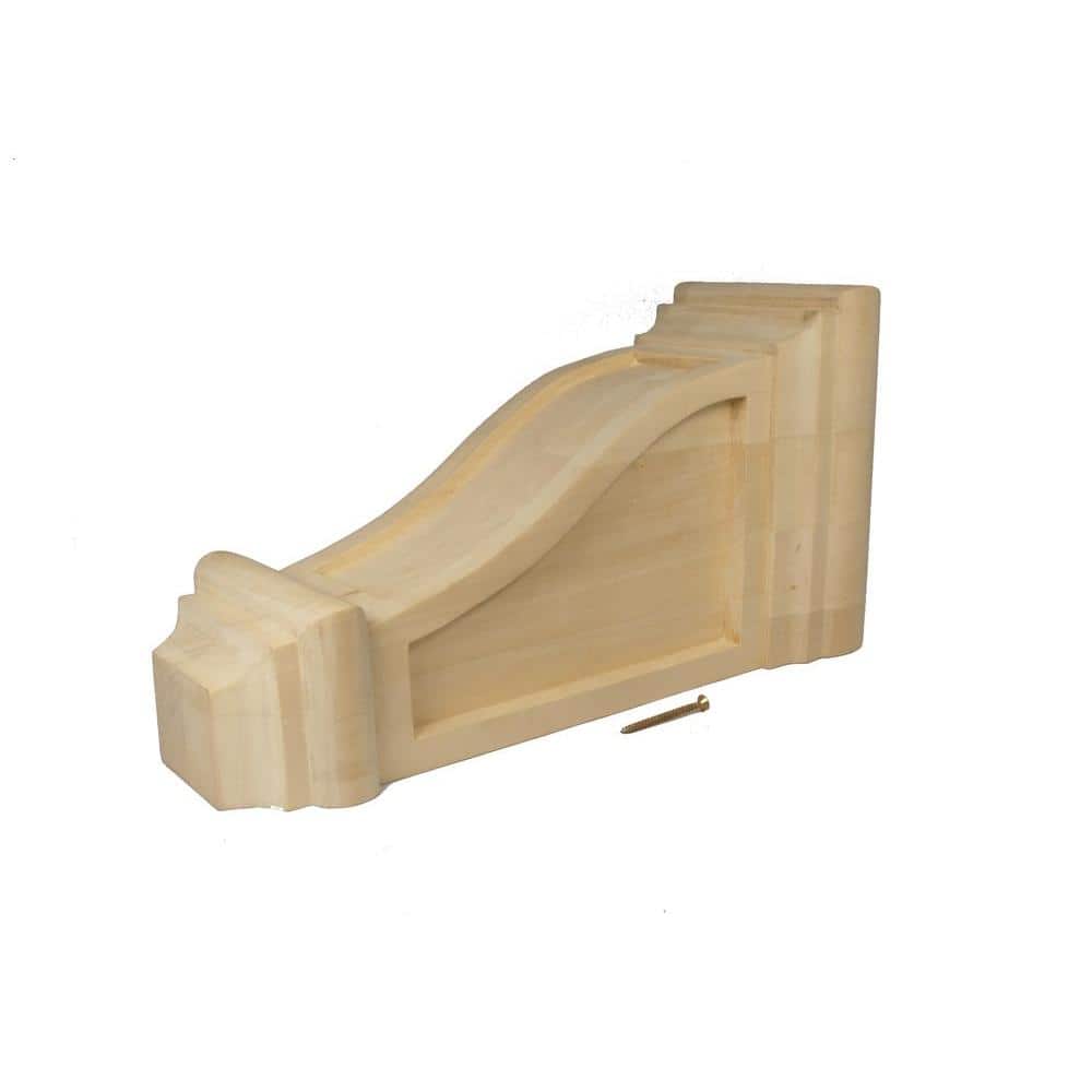 HOUSE OF FARA 14 in. x 7-1/2 in. x 5 in. Unfinished Wood Corbel WT028 ...