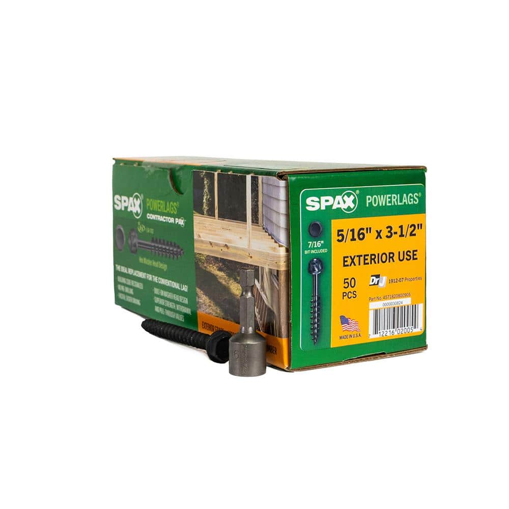 SPAX 5/16 in. x 3-1/2 in. Exterior Hex Head Structural Wood Lag Screws ...