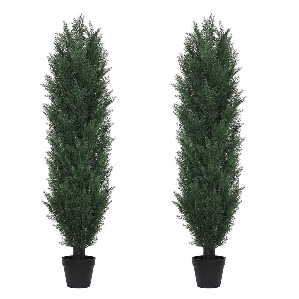 poetree 2-Pack 5 ft. Artificial Topiary Cedar Tree for Outdoor and ...